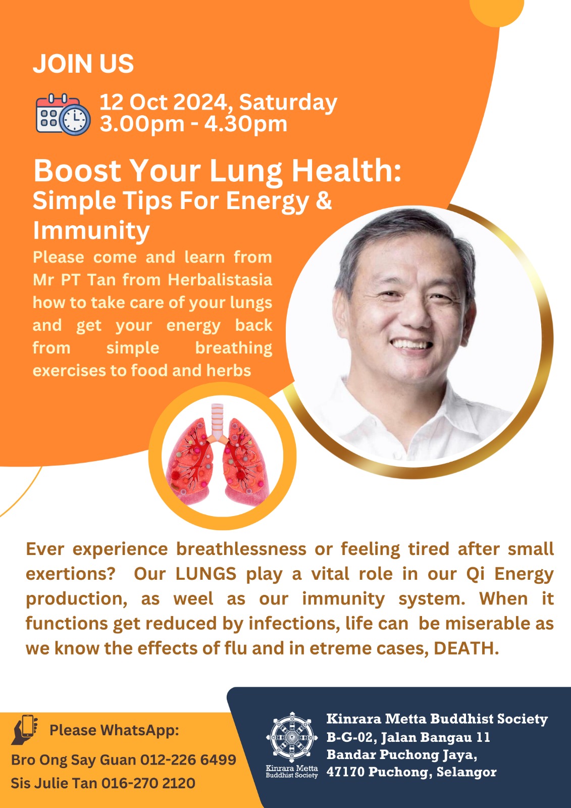 Boost your Lung health with Mr PT Tan (12 Oct 2024) – Kinrara Metta ...